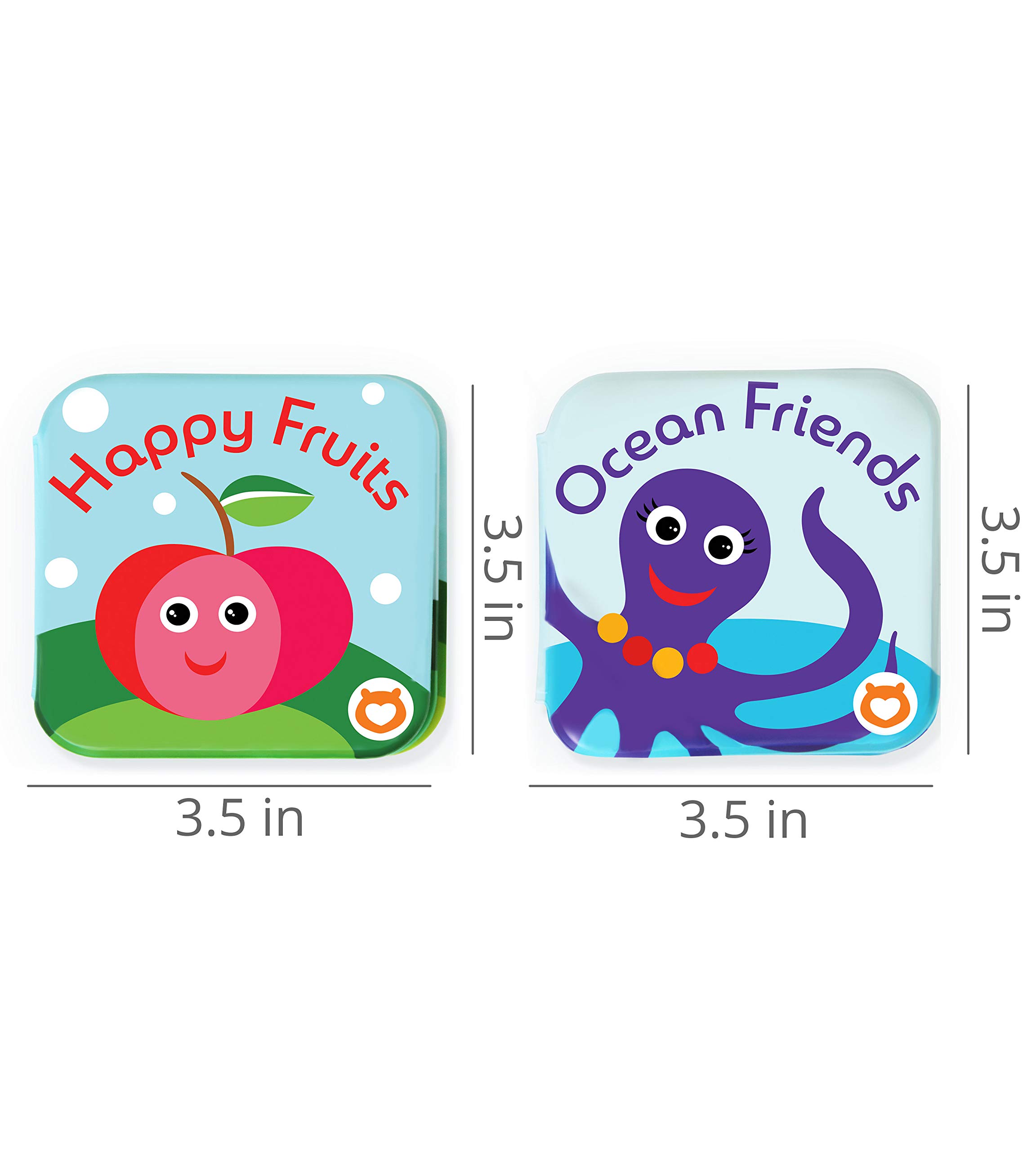 Floating Baby Bath Books - Bath Books for Babies, Infants - Waterproof, Mold-Free Bath Toys for Learning & Early Education (Set of 2 - Fruits & Sea Animals)