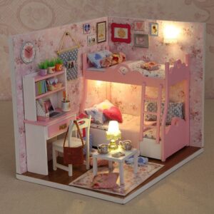 Flever Dollhouse Miniature DIY House Kit Creative Room with Furniture for Romantic Valentine's Gift(Because of Meeting You)