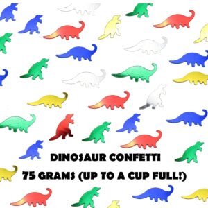 Dinosaur Metallic Confetti (75 Grams 5,250 Pieces) T-Rex Brontosaurus Jungle Foil Jurassic Dino Glitter for Kids and Children Birthday Party, Arts & Crafts by JPACO