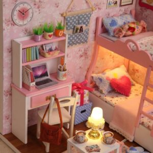 Flever Dollhouse Miniature DIY House Kit Creative Room with Furniture for Romantic Valentine's Gift(Because of Meeting You)