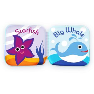 Floating Baby Bath Books - Bath Books for Babies, Infants - Waterproof, Mold-Free Bath Toys for Learning & Early Education (Set of 2 - Fruits & Sea Animals)