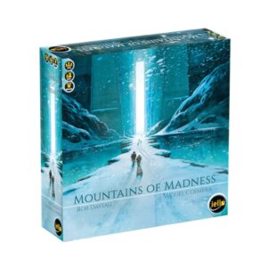 iello: mountains of madness, strategy board game, inspired by popular novel at the mountains of madness, 60 minute play time, 3 to 5 players, ages 14 and up