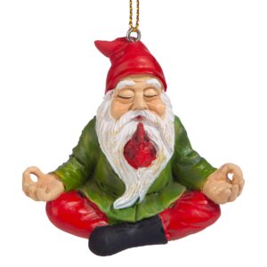 design toscano qm17010 christmas ornament - garden gnomes figurine - zen garden gnomes - meditating gnome statues, 3 inch