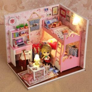 Flever Dollhouse Miniature DIY House Kit Creative Room with Furniture for Romantic Valentine's Gift(Because of Meeting You)