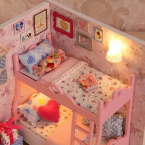 Flever Dollhouse Miniature DIY House Kit Creative Room with Furniture for Romantic Valentine's Gift(Because of Meeting You)