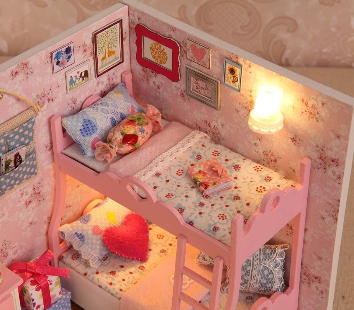 Flever Dollhouse Miniature DIY House Kit Creative Room with Furniture for Romantic Valentine's Gift(Because of Meeting You)