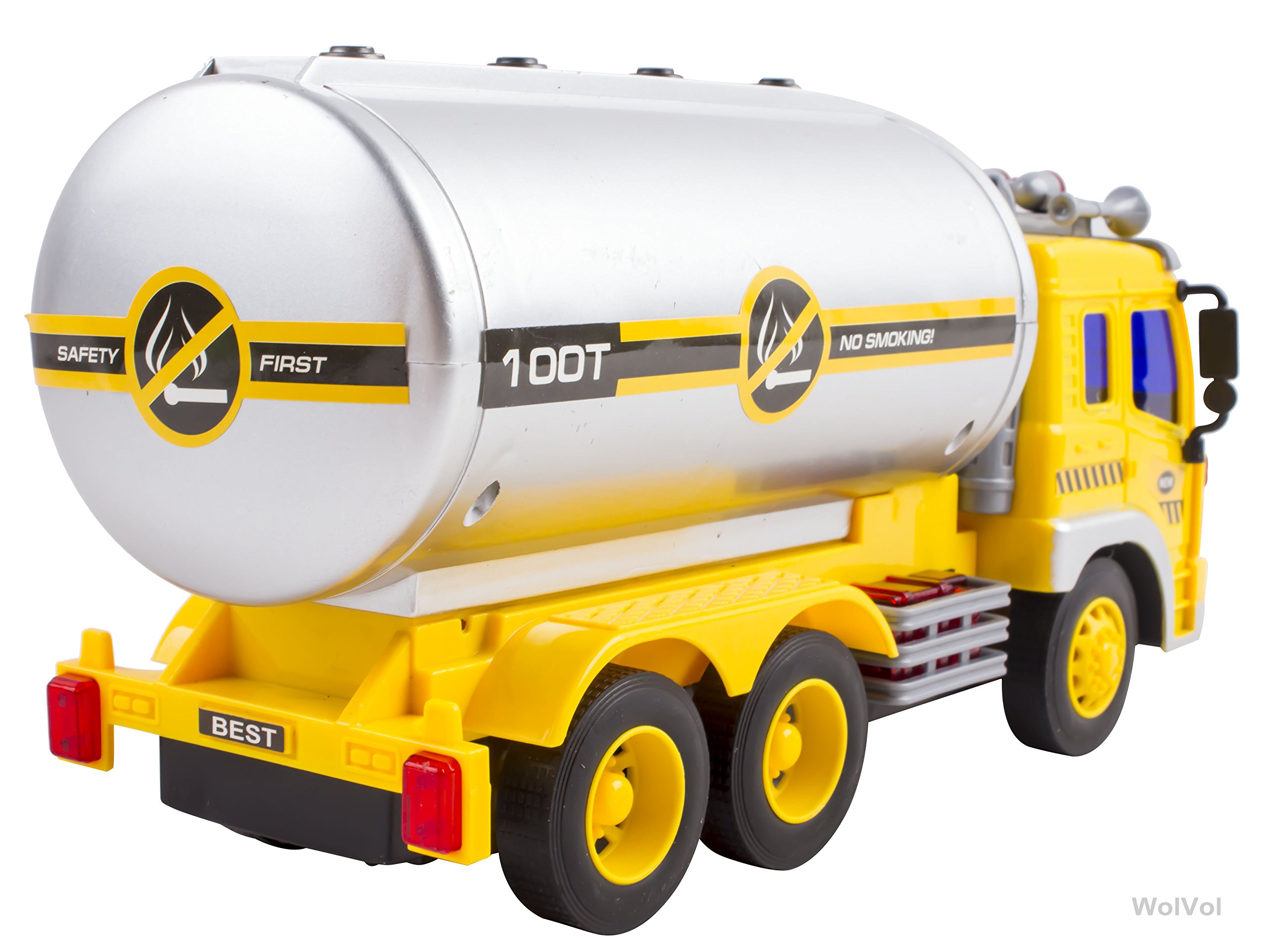 WolVolk Friction Powered Oil Tanker Truck Toy with Lights and Sounds for Kids