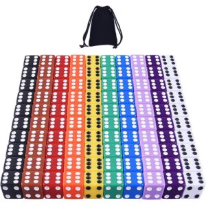 austor 100 pieces game dice set 10 colors square corner dice with storage bag, play games like tenzi, farkle, yahtzee, bunco or teaching math