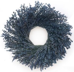 marseille natural dried lavender wreath - fragrant and beautiful real wreath for decorating or gifting - grown and handcrafted in usa 17.5 inches. round wreath, wreath for the front door home décor.