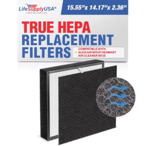 lifesupplyusa true hepa filter replacement compatible with alen air breathesmart bf35 air purifier