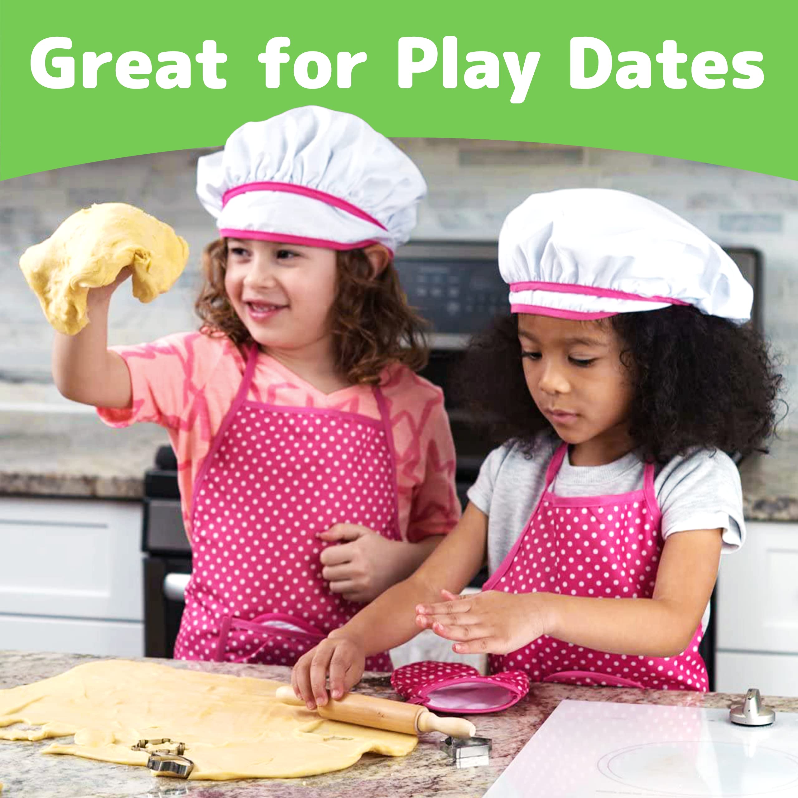 Kids Cooking and Baking Chef Set for Little Girls, Complete Cooking Sets, Toddler Dress Up and Pretend Play Dress Up Clothes for Girls, Kids Kitchen Toys 3-5 Years Old with Kids Aprons