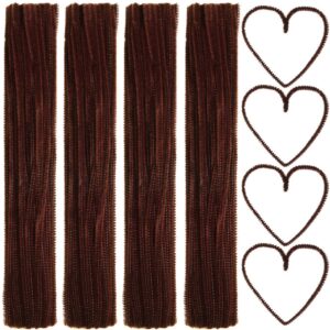 eboot 100 pieces pipe cleaners chenille stem for arts and crafts, 6 x 300 mm (brown)