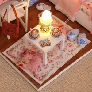 Flever Dollhouse Miniature DIY House Kit Creative Room with Furniture for Romantic Valentine's Gift(Because of Meeting You)