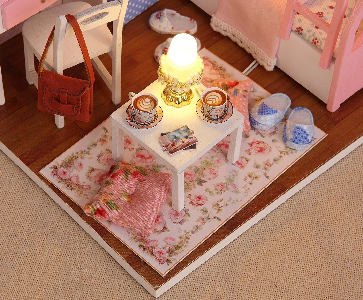 Flever Dollhouse Miniature DIY House Kit Creative Room with Furniture for Romantic Valentine's Gift(Because of Meeting You)