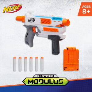 NERF Modulus Mediator Blaster - Fires 6 Darts in a Row, Pump Action, Slam Fire, Includes 6-Dart Clip and 6 Official Nerf Elite Darts (Amazon Exclusive)