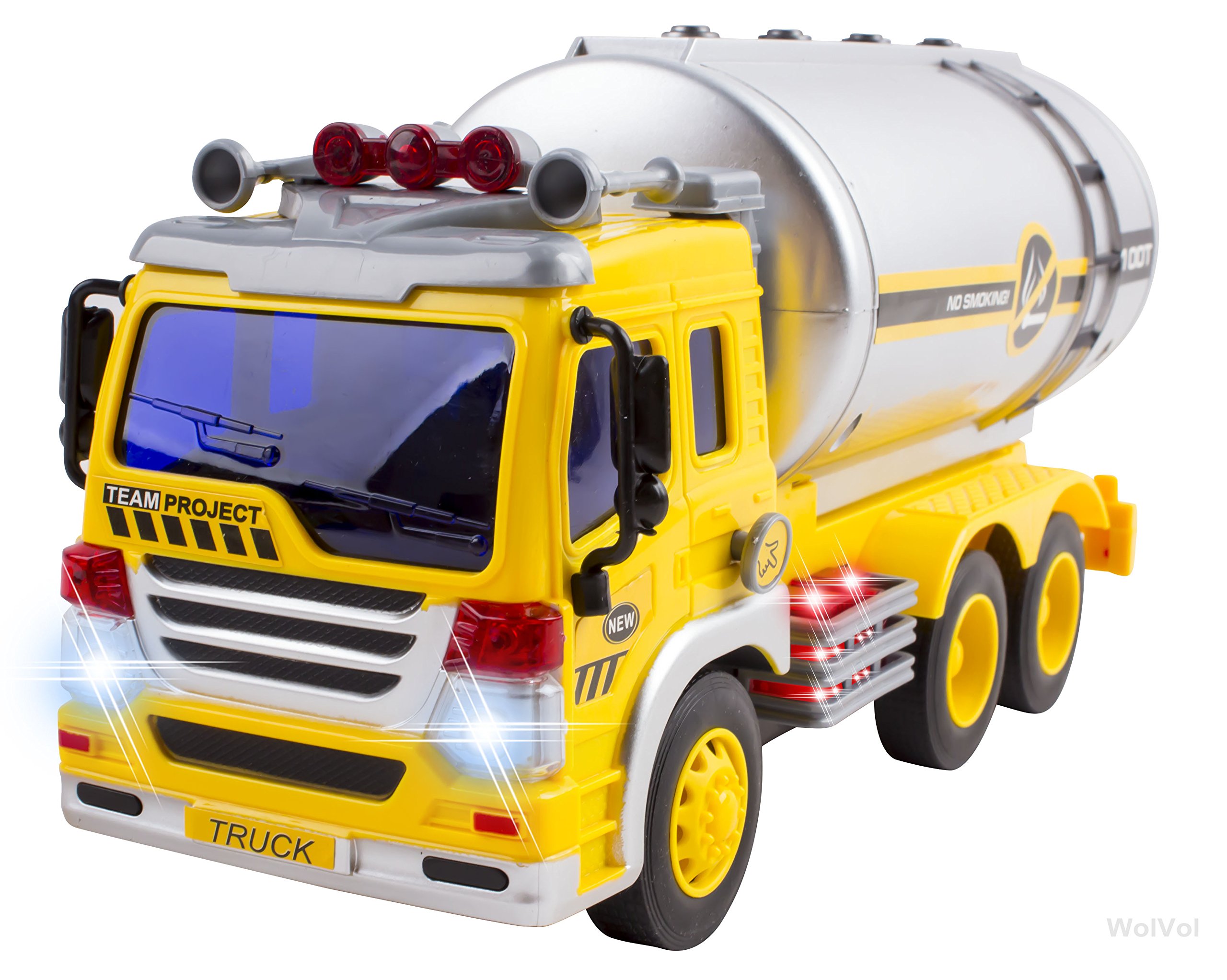 WolVolk Friction Powered Oil Tanker Truck Toy with Lights and Sounds for Kids