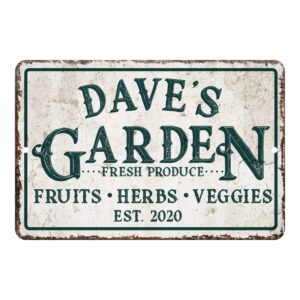 personalized vintage distressed look fruit, herbs and veggie garden metal room sign (8x12 inches)