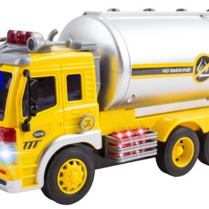 WolVolk Friction Powered Oil Tanker Truck Toy with Lights and Sounds for Kids