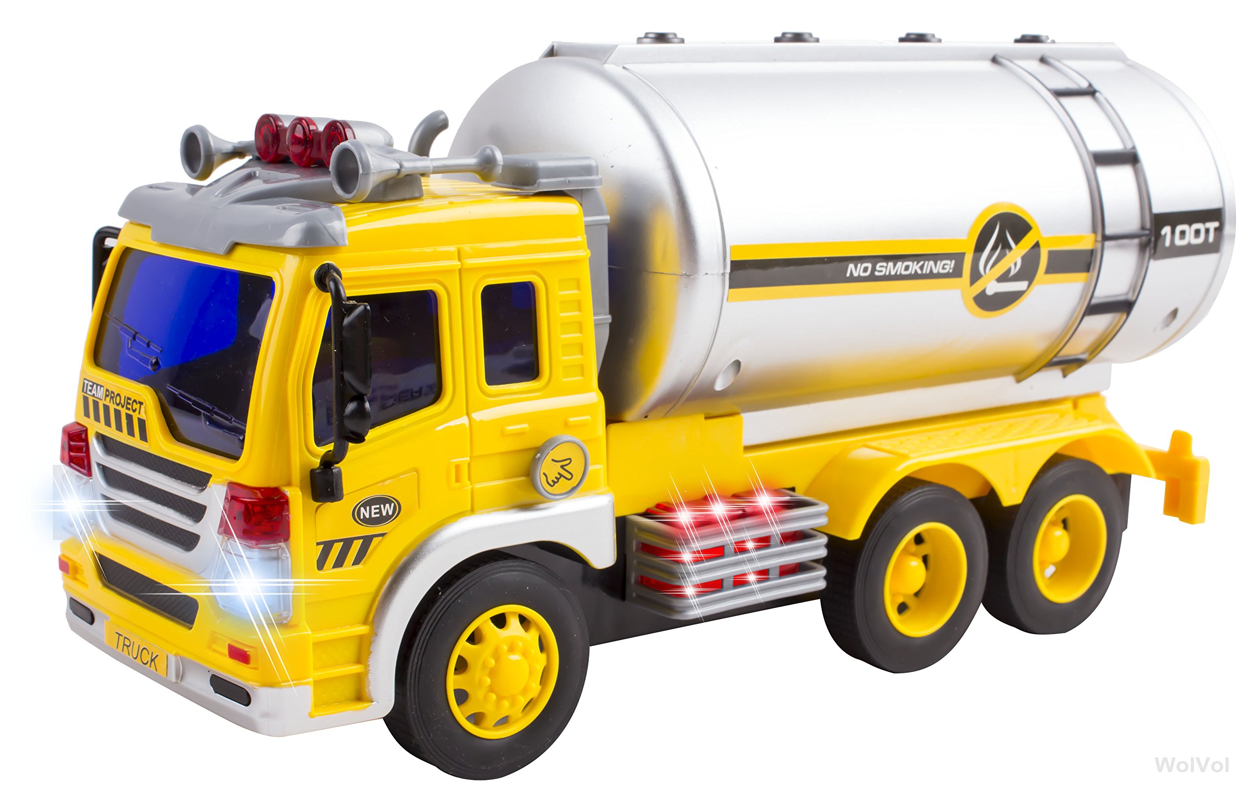 WolVolk Friction Powered Oil Tanker Truck Toy with Lights and Sounds for Kids