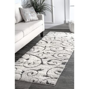 nuloom maisha contemporary shag runner rug, 2' 8" x 8', dark grey, runner