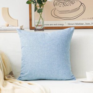 home brilliant blue throw pillow cover linen european decorative pillow case large cushion cover for patio floor garden, 24x24(60x60cm), light blue