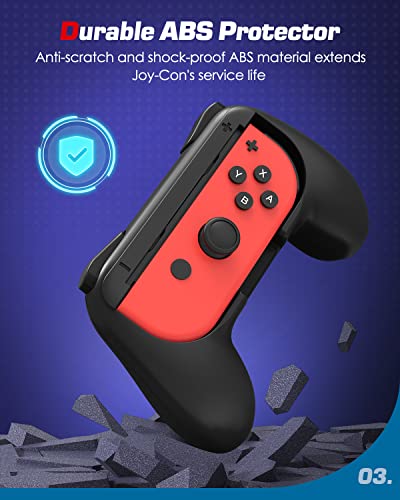 MoKo Grip for Nintendo Switch OLED Model Joycon & Switch Joy-Con, [2-Pack] Ergonomic Hand Grip Controller Handle Kit Compatible with Nintendo Switch/Switch OLED 2021 Joy Cons Controllers, Black