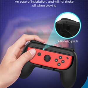 MoKo Grip for Nintendo Switch OLED Model Joycon & Switch Joy-Con, [2-Pack] Ergonomic Hand Grip Controller Handle Kit Compatible with Nintendo Switch/Switch OLED 2021 Joy Cons Controllers, Black