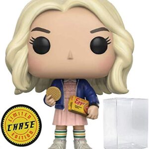 Funko POP [Stranger Things] - Eleven in Wig with Eggos Limited Edition Chase Pop! Vinyl Figure (Bundled with Compatible Pop Box Protector Case), Multicolor, 3.75 inches