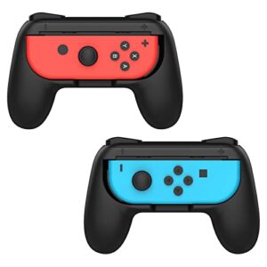 moko grip for nintendo switch oled model joycon & switch joy-con, [2-pack] ergonomic hand grip controller handle kit compatible with nintendo switch/switch oled 2021 joy cons controllers, black