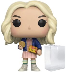 funko pop [stranger things] - eleven in wig with eggos limited edition chase pop! vinyl figure (bundled with compatible pop box protector case), multicolor, 3.75 inches