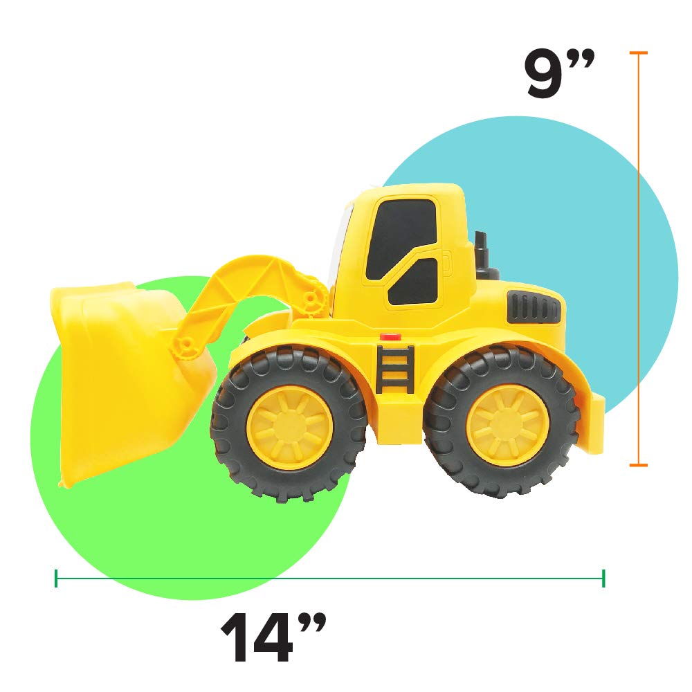 Boley Builders Large Bulldozer Front Loader Truck with Lights and Sounds - Kids Construction Toys and Vehicles for Toddlers Boys and Girls