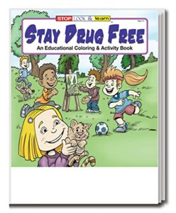 zoco - stay drug free - coloring books (25 bulk pack, without crayons) - community outreach, anti-drug awareness safety - educational games, puzzles, activities for kids