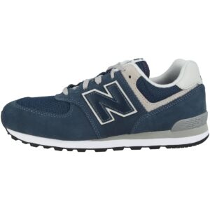 new balance baby kids 574 v1 70s racing lace-up sneaker, navy/grey, 2 wide us unisex infant