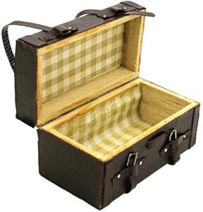 eatingbiting dollhouse miniature doll furniture accessories 1:12 dollhouse miniature vintage brown lugguage box trunk case bag, can open and close, retro elegant vivid