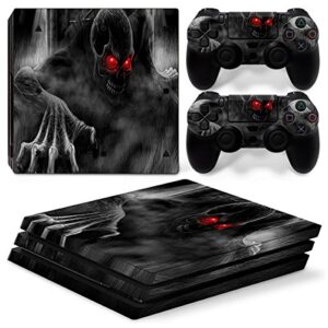 fypro ps4 pro skin sticker the skull for sony playstation 4 pro console protection film and 2pcs controller skins 1#