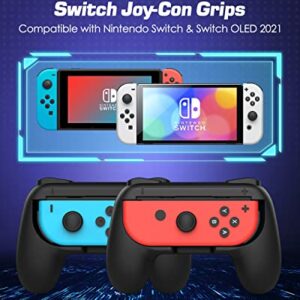 MoKo Grip for Nintendo Switch OLED Model Joycon & Switch Joy-Con, [2-Pack] Ergonomic Hand Grip Controller Handle Kit Compatible with Nintendo Switch/Switch OLED 2021 Joy Cons Controllers, Black