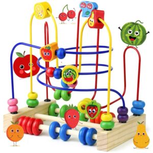 fajiabao bead maze toy wooden toddler roller coaster abacus for toddlers 1-3 montessori activity cube for kids first birthday gifts for boys girls 1 2 3 years