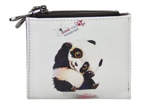 women girl cute pu leather fold mini wallet purse card case holder (panda)