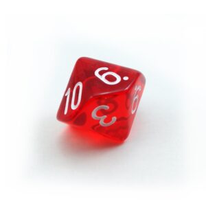 Bescon Polyhedral 10 Sides Dice with Number 1-10, Red Transparent 10 Sided Dice, 10 Sides Cube 1-10, 10pcs Set