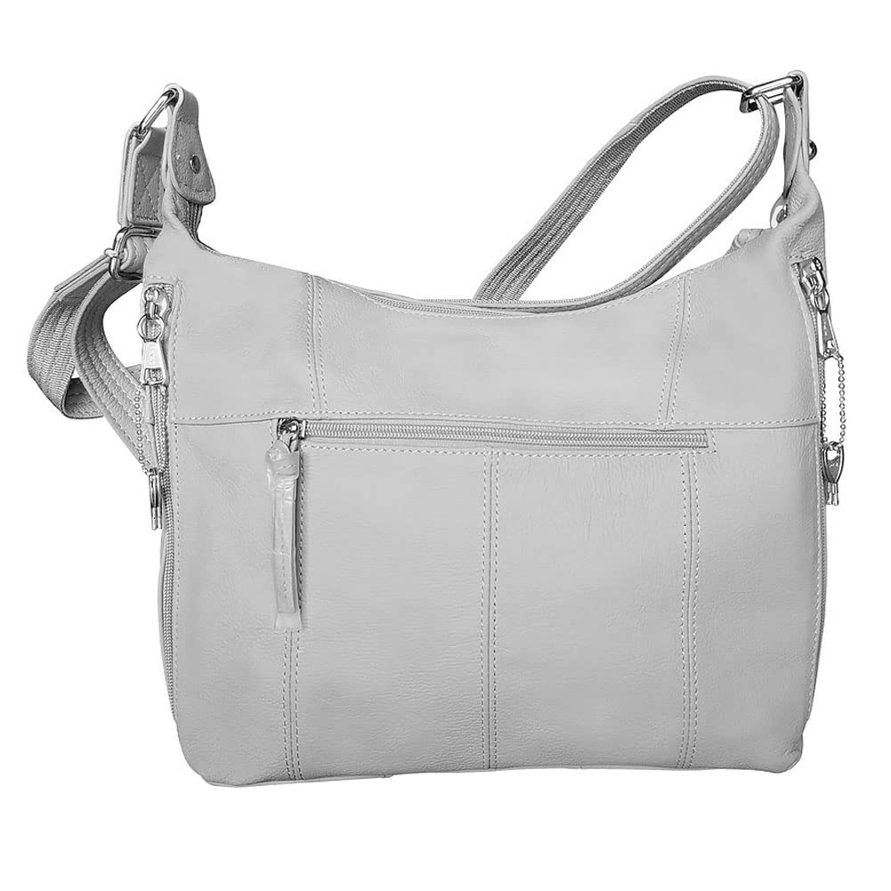 Roma Leathers Concealment Purse - Premium Cowhide Leather - Grey - Studded - Dual Gun Entry - Adjustable Shoulder Strap - Designed in USA - 30 Day Manufacture Warranty