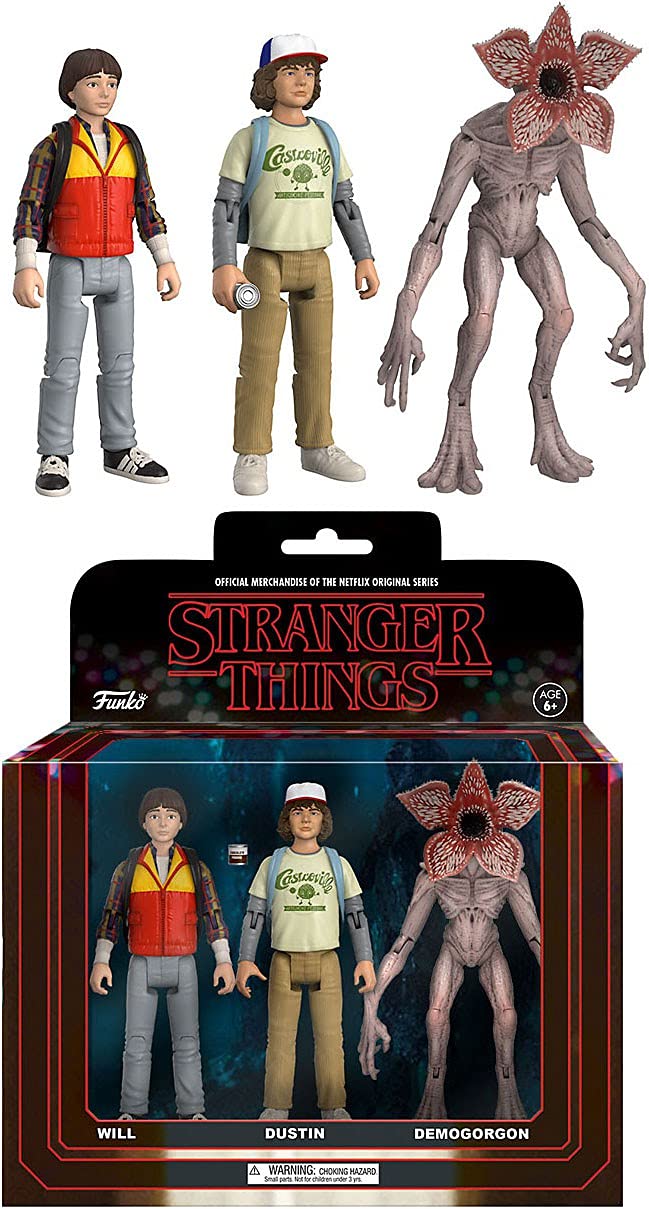 Funko Action Figure: Stranger Things 3 Pack - Pack 2, Will, Dustin, and Demogorgon Collectible