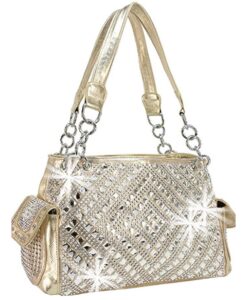 zzfab gem studded rhinestone concealed and carry purse 9226 gold