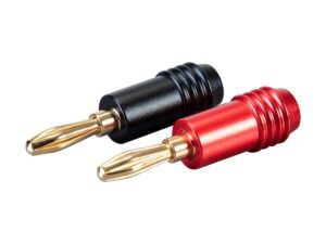 monoprice 10 pair affinity series 24k gold speaker banana plug,black/red