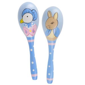 orange tree toys peter rabbit: maraca set - set of 2, wooden musical shaker instruments, music development toy, fsc certified, licensed, toddler & kids ages 18mo+