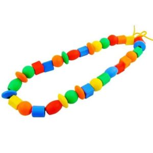 Lacing Beads for Toddlers (60 Stringing Beads,4 Strings) -Educational Montessori Preschool Activities,Toddler Sensory Occupational Therapy Toys Autism OT (with Storage Bag)