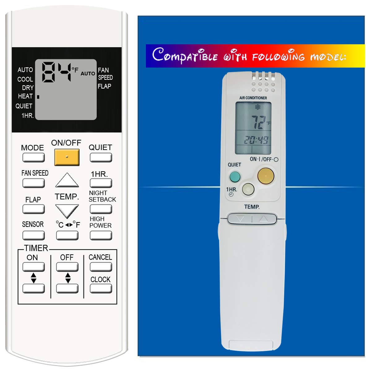 Replacement Air Conditioner Remote Control CV6233198927 CV6233187136 CV6233187143 CV6233187044 CV6704000024 CV6233187020 CV6233187051 CV6704000023 CV6233187037 Work for CS-KE30NKU