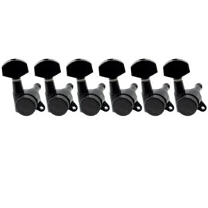 musiclily pro 6 inline guitar locking tuners 6r string tuning pegs keys machine heads set for fender stratocaster strat telecaster tele style electric guitar, black