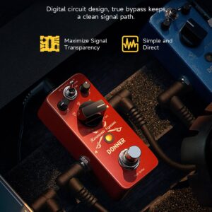 Donner Octave Guitar Pedal, Harmonic Square Digital Octave Mini Pedal Pitch Shifter 7 Shift Types 3 Tone Modes Sharp Detune Flat True Bypass