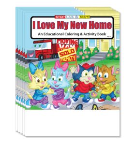 zoco - my new home - kids coloring books (25 bulk pack, without crayons) - moving is fun, real estate agent supplies, realtor gifts for kids - games, puzzles, activities