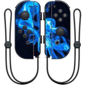 mightyskins skin compatible with nintendo joy-con controller wrap cover sticker skins blue flames